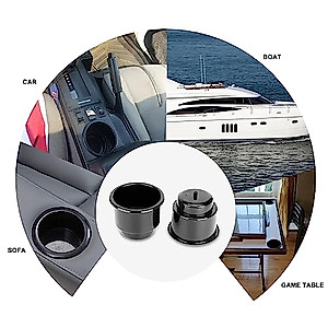 Amarine Made (Set of 4) Black Recessed Drop in Plastic Cup Drink Can Holder with Drain for Boat Car Marine Rv - Black