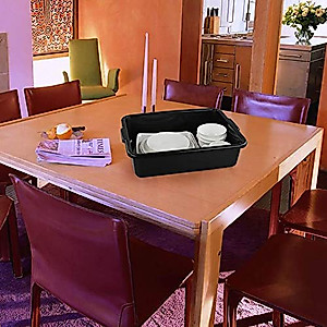 Qskely Commercial Plastic Bus Box/Tote Box, Black Bus Tub/Wash Basin Tub, Set of 3