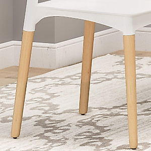 Christopher Knight Home Isabel Modern Dining Chair with Beech Wood Legs (Set of 2), White and Natural