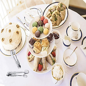 6PCS Mini Serving Tongs, 4Inch Rose Stainless Steel Sugar Cube Tongs, Sliver Small Ice Tongs for Tea and Coffee Party, Appetizers, Desserts by Sunenlyst (6PCS Silver)