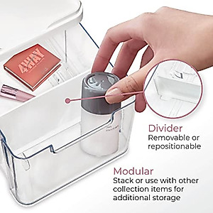 iDesign The Sarah Tanno Collection Medium Stacking Cosmetic Drawer Organizer with Lid and Divider, Clear/White