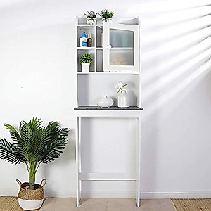 SUPER DEAL New Version Over-The-Toilet Bathroom Storage Cabinet Freestanding Wooden Bathroom Organizer w/Adjustable Shelves