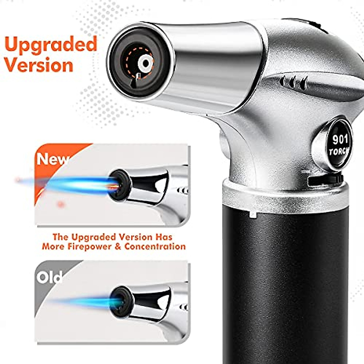 Culinary Butane Torch, Kitchen Refillable Butane Blow Torch with Safety Lock and Adjustable Flame for Crafts Cooking BBQ Baking Brulee Creme Desserts DIY Soldering (Butane Gas Not Included)