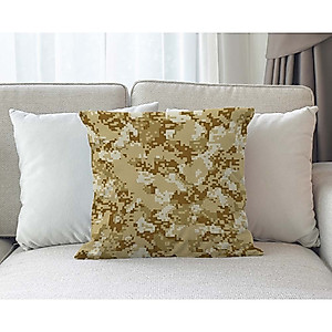 Numland Camo Throw Pillow Cases Marine Camouflage Desert Uniform Army Armed Combat Hiding Soldier Doodle Pillow Covers Decorative Cotton Linen 18x18 Inch