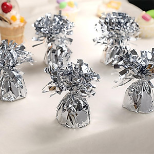 UNIQOOO 12Pcs Metallic Silver Heavy Solid Balloon Weights Pack Holder, Table Centerpiece DIY Décor for Christmas Thanksgiving Birthday Party Favors Wedding Baby Shower, Large 5 OZ 140 G. 5.5 Inch