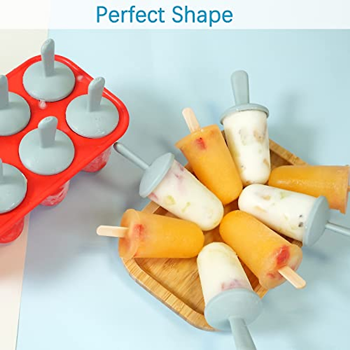 Miaowoof Homemade Popsicles Molds, Silicone Ice Popsicle Maker, Ice Pop Molds with 50 Popsicle Sticks, 50 Popsicle Bags, 8 Reusable Popsicle Sticks, Funnel
