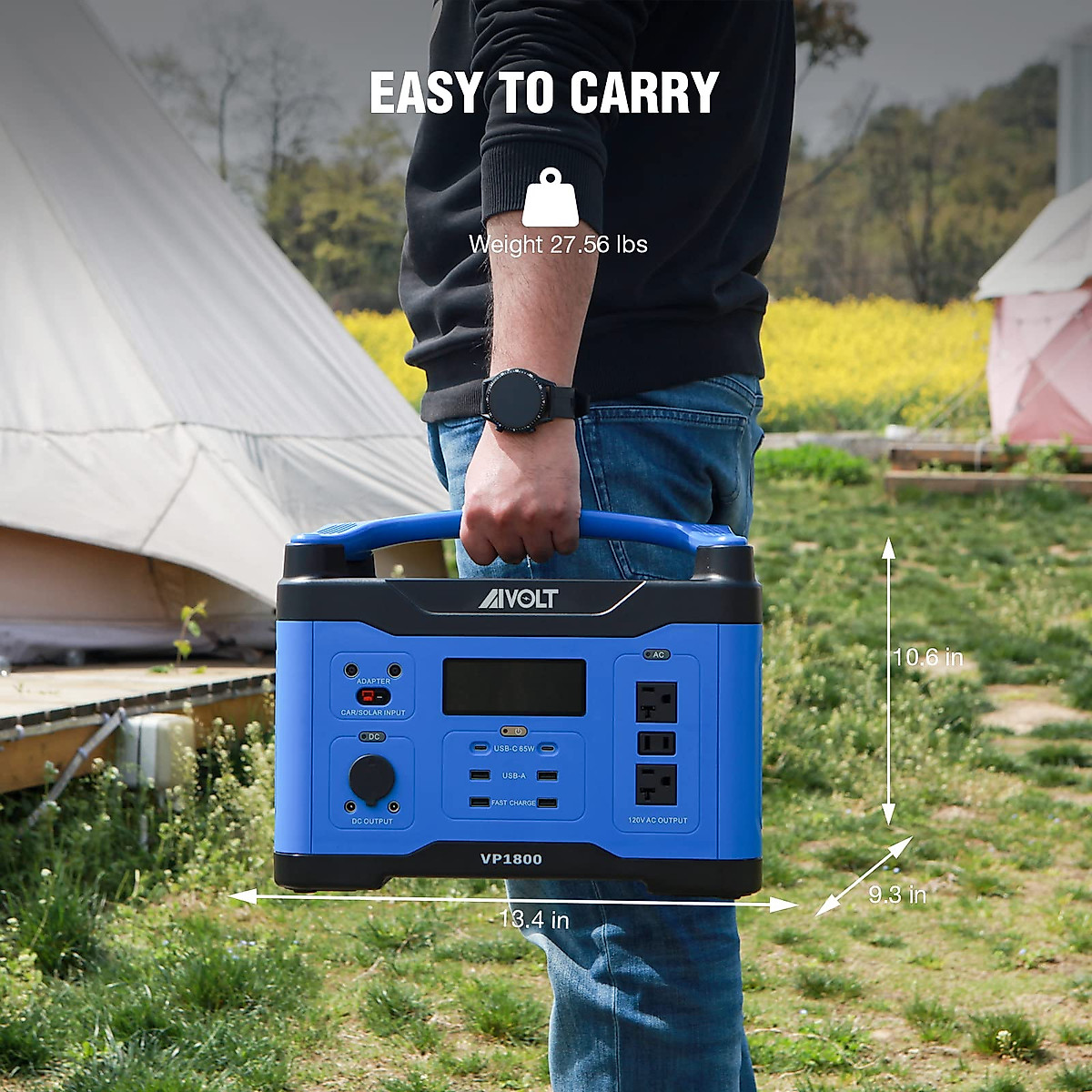 AIVOLT Portable Power Station 800W/892Wh Solar Powered Generator, 3 AC Outlets, 2 USB-C Ports, 2 Fast Charge Ports, Wireless Charging, Solar Generator for Outdoor Camping Hiking, Indoor Backup