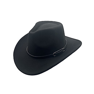 Willheoy Cowboy Hat for Men Women Western Cowgirl Hats Felt Fedora Hat Cowboy Costume Black