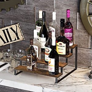 YINMIT Wooden Display Riser Stand, Tiered Perfume and Cologne Organizer Stand, 4 Tier Spice Rack Organizer, Rustic Display Shelf for Candles (4 Tier)