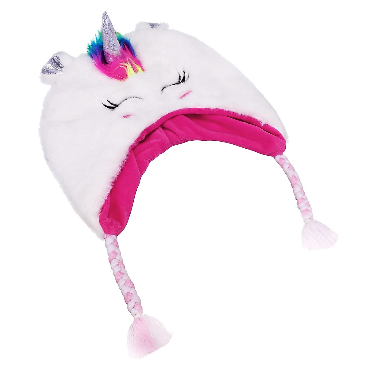 Kids Girls Winter Unicorn Beanie Hat Gloves Set, Boys Girls Warm Fleece Lined Hat Toddler Cute Cat Hat with Earflap for 2-7T