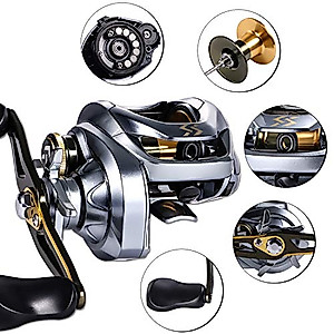 Sougayilang Baitcasting Reel, 17.64 LB Drag Powerful Baitcasters,11+1 Shielded Stainless-Steel Ball Bearings Baitcast Fishing Reels
