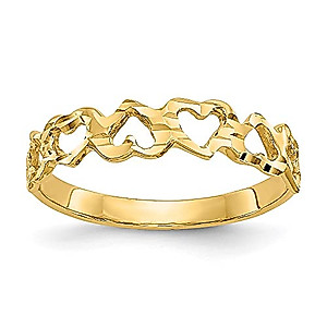 IceCarats 14K Yellow Gold Heart Love Ring Size 6