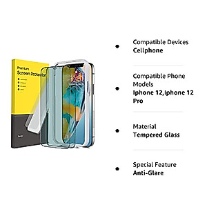BENKS [2 Pack Compatible With iPhone 12 / iPhone 12 Pro Screen Protector Anti Blue Light, HD Clear Eye Protection Tempered Glass 9H hardness Full Coverage Protective Film design for iPhone 2020, 6.1”