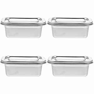 Ice Cream Container Stainless Steel with Lid,4PCS Reusable Ice Cream Storage Tubs Refrigerator Storage for Sorbet Yogurt Ice Cream Storage Container