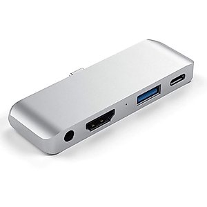 MMOBIEL USB C Hub 4 in 1 Compatible with MacBook Pro /Air 2019 2018 2017 2016 13“15“ Dual Type C Adapter with Thunderbolt 3, 60W Power Delivery, 4K HDMI, 1xUSB 3.0 1x 3.5mm Audio Aluminium