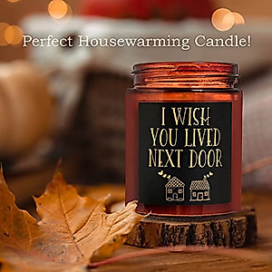 Briojoy Birthday Gifts for Women - I Wish You Lived Next Door Scented Candle - Cute Friendship Candles for Men, Best Friend - Gifts for Her, Mom, BFF, Sister - Fun Housewarming Candle Gifts