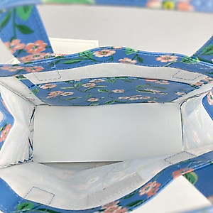 Cath Kidston S Bookbag Oilcloth Mini Open Top Handle Bag Small Size Water Resistant Lunch Bag Floral Pattern (Forget Me Not (Sky Blue))