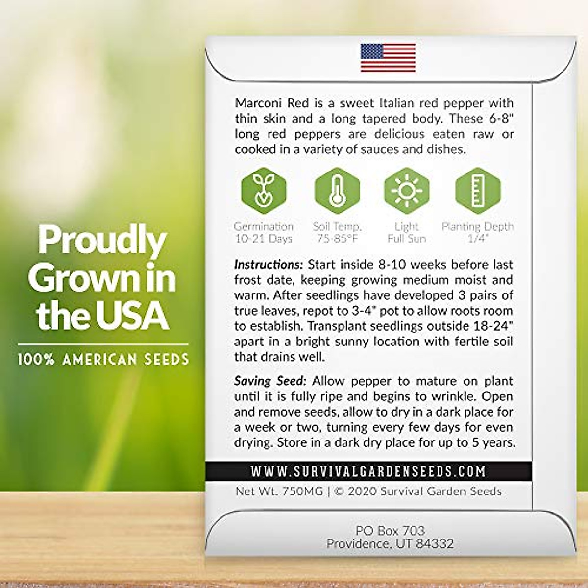 Survival Garden Seeds - Marconi Red Pepper Seed for Planting - Packet with Instructions to Plant and Grow Long Sweet Italian Peppers in Your Home Vegetable Garden - Non-GMO Heirloom Variety