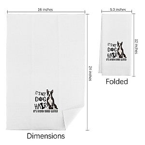 QIYUHOY It's Not Dog Hair It's Boston Terrier Glitter Kitchen Towels Tea Towels, 16 X 24 Inches Cotton Modern Dish Towels Dishcloths, Dish Cloth Flour Sack Hand Towel for Farmhouse Kitchen Decor