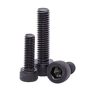 M3-0.5 x 12mm Socket Head Cap Screws, 12.9 Grade Alloy Steel, Black Oxide Finish, Full Thread, Coarse Thread, Allen Hex Drive, 100 pcs