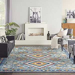 Nourison Passion Bohemian Ivory/Multi 6'7" x 9'6" Area -Rug, Easy -Cleaning, Non Shedding, Bed Room, Living Room, Dining Room, Kitchen (7x10)