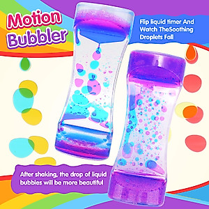 Liquid Timer - Sensory Toy for Relaxation, Liquid Motion Bubbler Timer with Floating Color Lava Lamp, 3-Pack Incredibly Effective Calming Stress Relief Hourglass Toy for Kids & Adults, Autism & ADHD