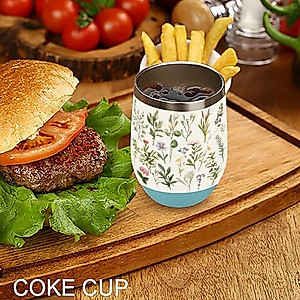 WYUSPGK 304 Stainless Steel Insulated Cup, Season Watercolors of Herbs Flowersb Print Smooth Rim, Durable & Reusable - Perfect for Office, Home, And Travel