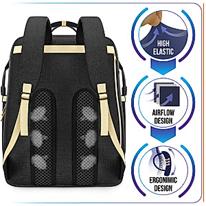 Baby Diaper Bag Backpack with Portable Changing Pad - Multifunction Diaper Backpack with USB Charging Port - Stroller Straps, Large Capacity and Waterproof Unisex Baby Bag (Black)