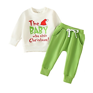Junsyuffk Anime Christmas Sweater Toddler Baby Girl Christmas Outfits Santa Print Crewneck Pullover Sweatshirt Jogger Pants Sets Xmas Clothes Christmas Advent Calendar