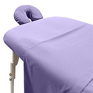 LONDON LINENS Soft Microfiber 3-Piece Massage Table Sheets - Super Lightweight, Stain and Wrinkle Resistant - Includes Table Cover, Fitted Sheet, and Face Rest Cover (Fresh Lilac)