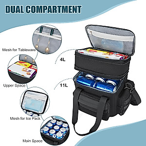 nylobist Insulated Lunch Box for Men: Reusable Tactical Lunch Bag for Work Office Picnic Outdoor - Large Portable Cooler Tote Bag Organizer for Adults - Black