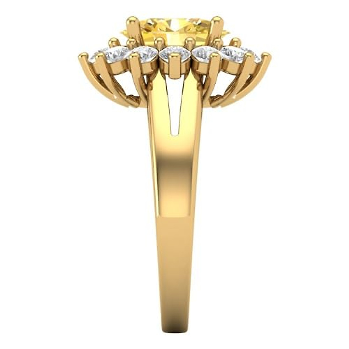 Clara Pucci 2.36 ct Oval Cut Solitaire Halo Yellow Simulated Diamond Engagement Promise Anniversary Bridal Ring 18K Yellow Gold 7.5