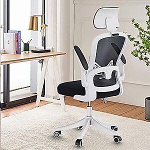 ZXBEER Office Chair Ergonomic Desk Chair Lumbar Support Height Adjustable Computer Chair with Flip-up Armrests, Mesh High Back, and 360° Rocking Function Swivel Task Chair for Home Office