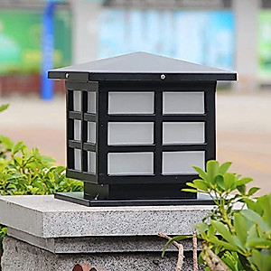 CZLZY Vintage Style E27 Pillar Lamp Aluminum Square Column Light Outdoor Post Light Fixtures Waterproof IP54 Acrylic Lamp Shade Villa Courtyard Fence Wall Base Landscape Light
