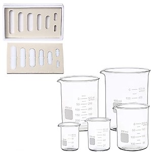 7 Pcs PTFE Magnetic Stirrer Mixer Stir Bar Spinbar Stirring Graduated Glass Measuring Low Form Beaker Set 50ml 100ml 250ml 400ml 600 ml