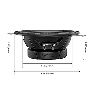 RECOIL MS65-4P 6.5-Inch Midrange Pro Audio Car Speakers, 600 Watts Max, 300 Watts RMS, 4Ohm, 1.5-Inch High Temperature Kapton Voice Coil, Premium Quality Car Audio Door Speakers (Pair)