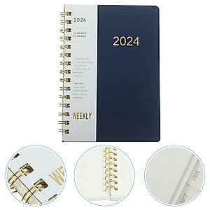 MAGICLULU 2024 Daily Planner One Page Per Day Monthly Agenda Planner Spiral Yearly Schedule Notepad Work Planning Notebook for Home Office Supplies Blue