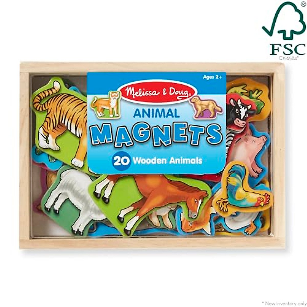 Melissa & Doug 20 Wooden Animal Magnets in a Box - FSC Certified