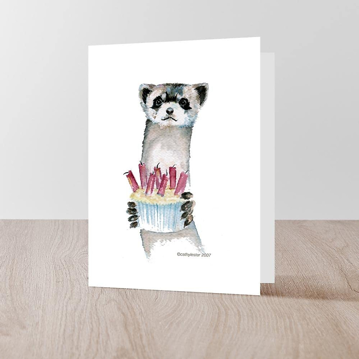 CafePress Birthday Ferret Folded Greeting Card Matte