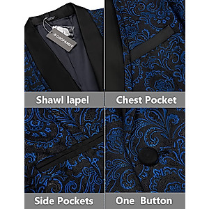 COOFANDY Men's Floral Tuxedo Suit Jacket Slim Fit Dinner Jacket Party Prom Wedding Blazer Jackets