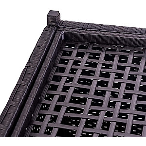 Outdoor 70 Gallon Wicker Storage Box with Waterproof Liner, Patio PE Rattan Storage Container for Outside, Deck Box with Hinged Lid for Cushions, Pillows, Towels, Horizontal Bin, Black