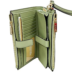 Michael Kors Jet Set Travel Double Zip Phone Wristlet Wallet Light Sage Green