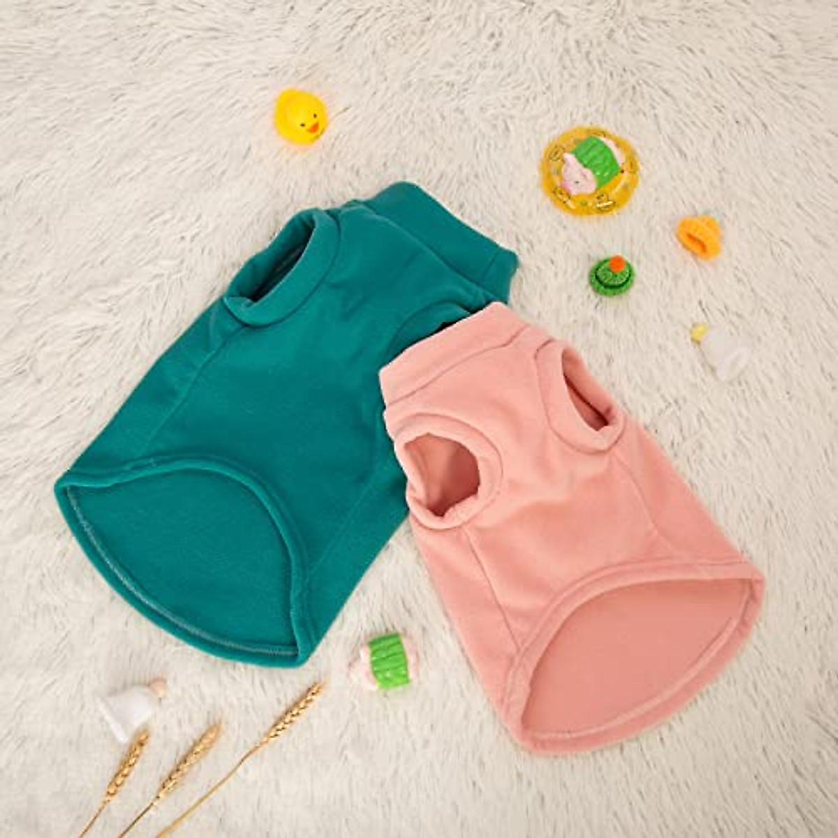 Dog Fleece Vest Warm Jacket Pullover Fleece Dog Sweater Cold Weather Cat Dog Clothes Coat Hoodie for Small Medium Dogs Green XL