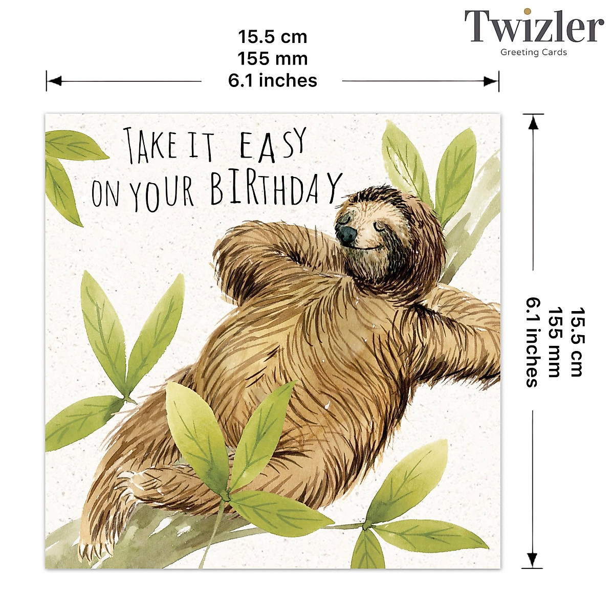 Twizler Funny Birthday Card Sloth – Funny Card Birthday – Happy Birthday Card – Funny Birthday Card Men – Funny Birthday Card Women – Funny Birthday Card Him – Funny Birthday Card Her – Sloth Card