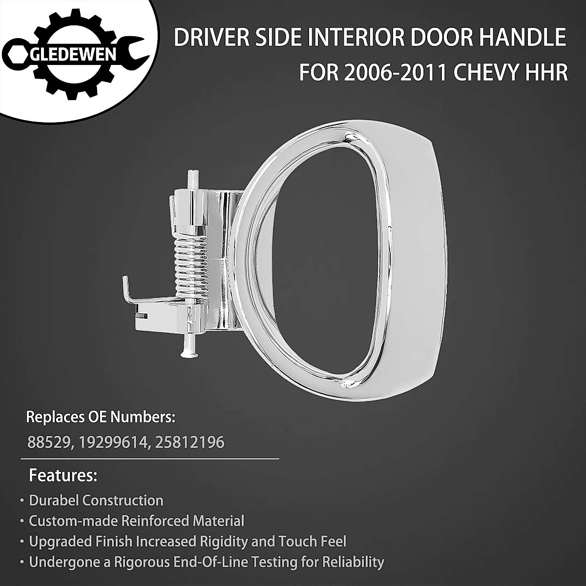 Gledewen Interior Door Handle Front Rear Left Driver Side | for 2006-2011 Chevy HHR | Replaces# 88529, 19299614, 25812196