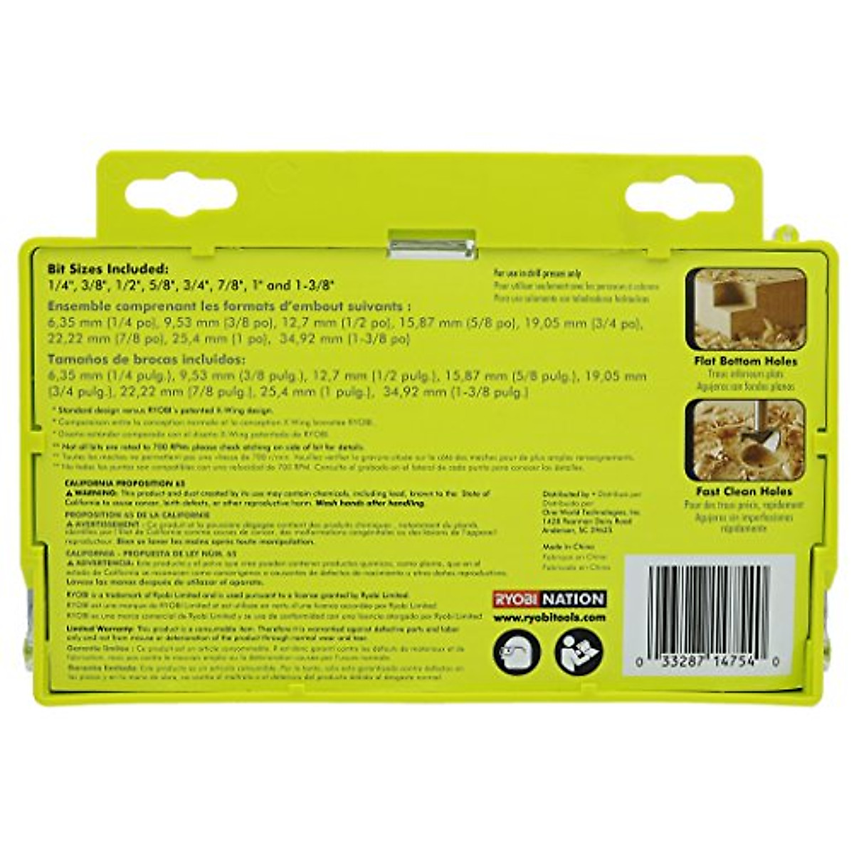 Ryobi A9FS8R1 8-Piece X-Wing Forstner Bit Set for Woodworking