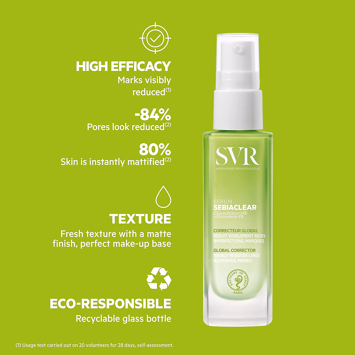 SVR Sebiaclear Face Serum. Retinoid Alternative with Niacinamide & Hyaluronic Acid For Sensitive Oily Skin. Reduce the Appearance of Fine Lines, Wrinkles, Control Breakouts & Unclog Pores, 1 fl.oz