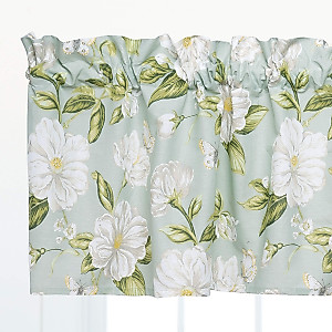 C&F Home Colonial Williamsburg Magnolia Cotton Window Treatment Curtain Valance Garden Valance Green and White Floral 15.5" X 72" Curtains for Window Living Dining Bedroom Kitchen Premium Window