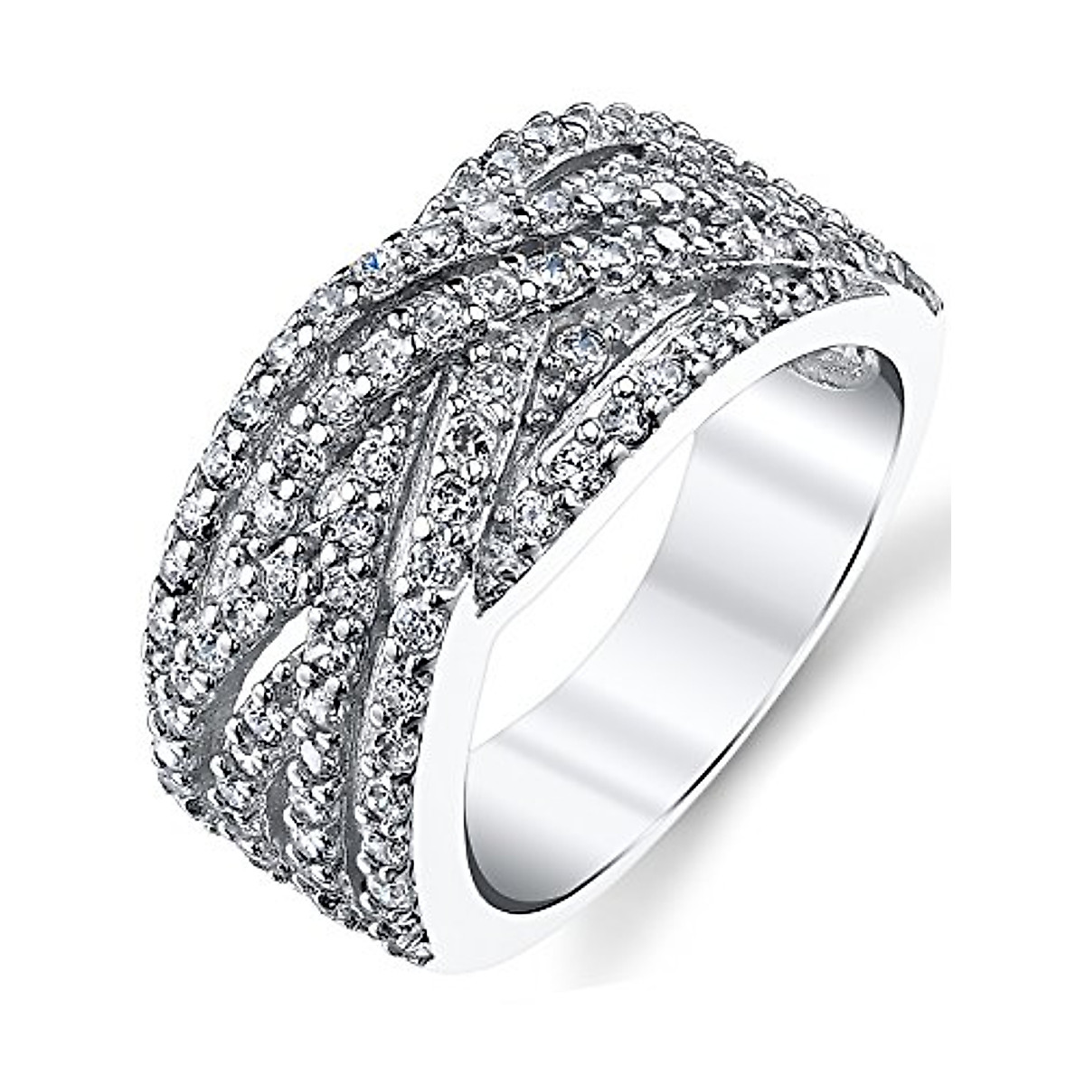 925 Sterling Silver Cubic Zirconia CZ Right Hand Ring Band Size 7