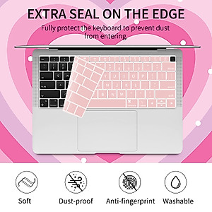 Seorsok Compatible with MacBook Air 13 Inch Model A1932 A2179 M1 A2337 Touch ID Release 2020 2019 2018 Plastic Hard Shell Case Protective Cover with 2 Pieces Pink Keyboard Cover Cute Lovely Heart